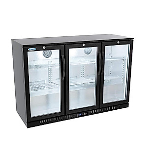 KoolMore - BC-3DSW-BK 3 Door Back Bar Cooler Counter Height Glass Door Refrigerator with LED Lighting - 11 cu.ft, Black