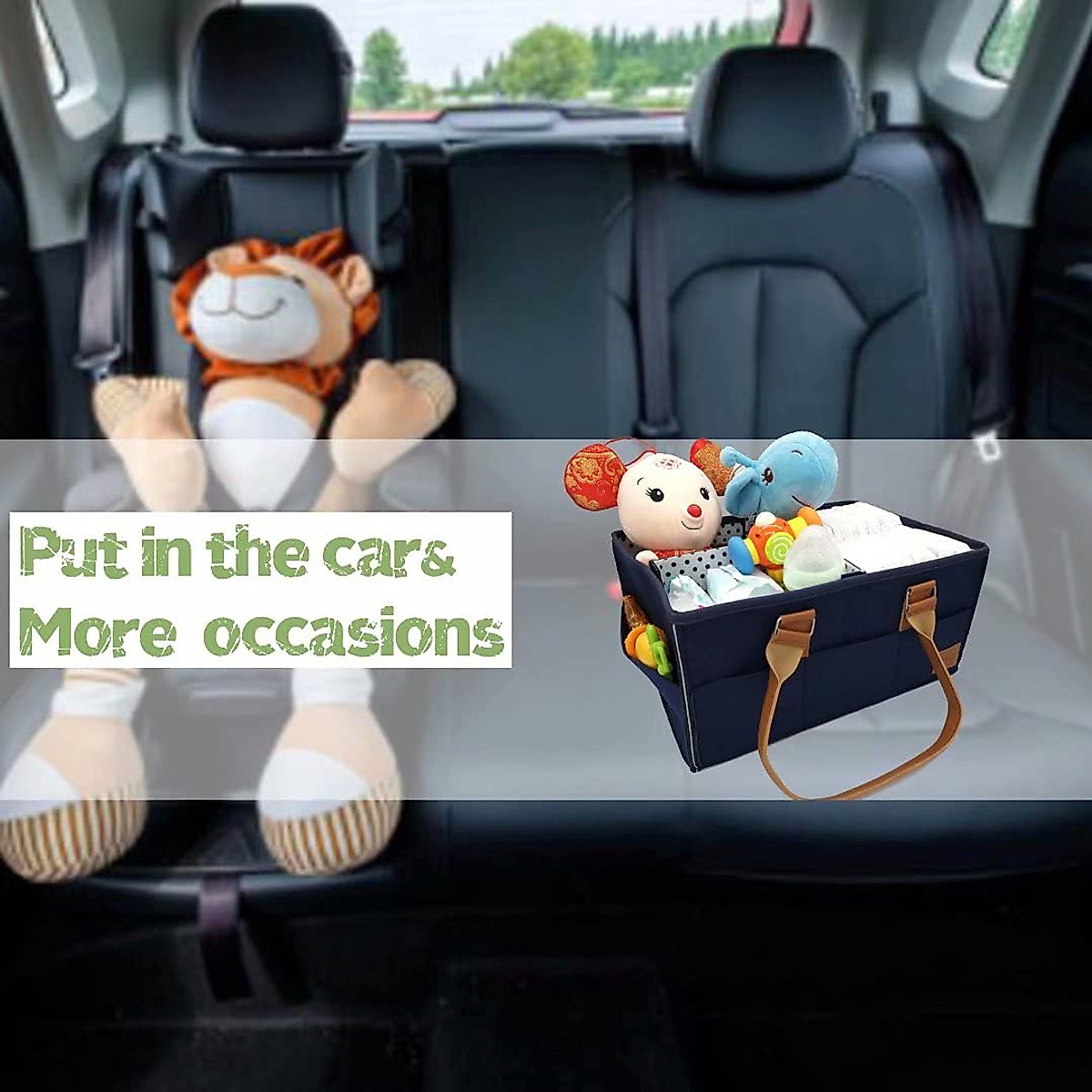 WLYATF Baby Diaper Caddy Organizer With Handle, Baby Diaper Storage Organizer Diaper Caddy Basket Diaper Organizer For Changing Table Felt Bag Fabric Caddy Crib Caddy Organizer