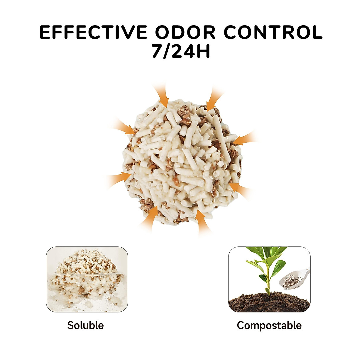 FUKUMARU Tofu Cat Litter, 18 LBS Flushable Cat Litter Clumping, Dust Free Cat Litter Tofu, Natural Unscented, Low Tracking Cat Litter Pellets, 24/7 Odor Control Mixed Apple Wood Pellet