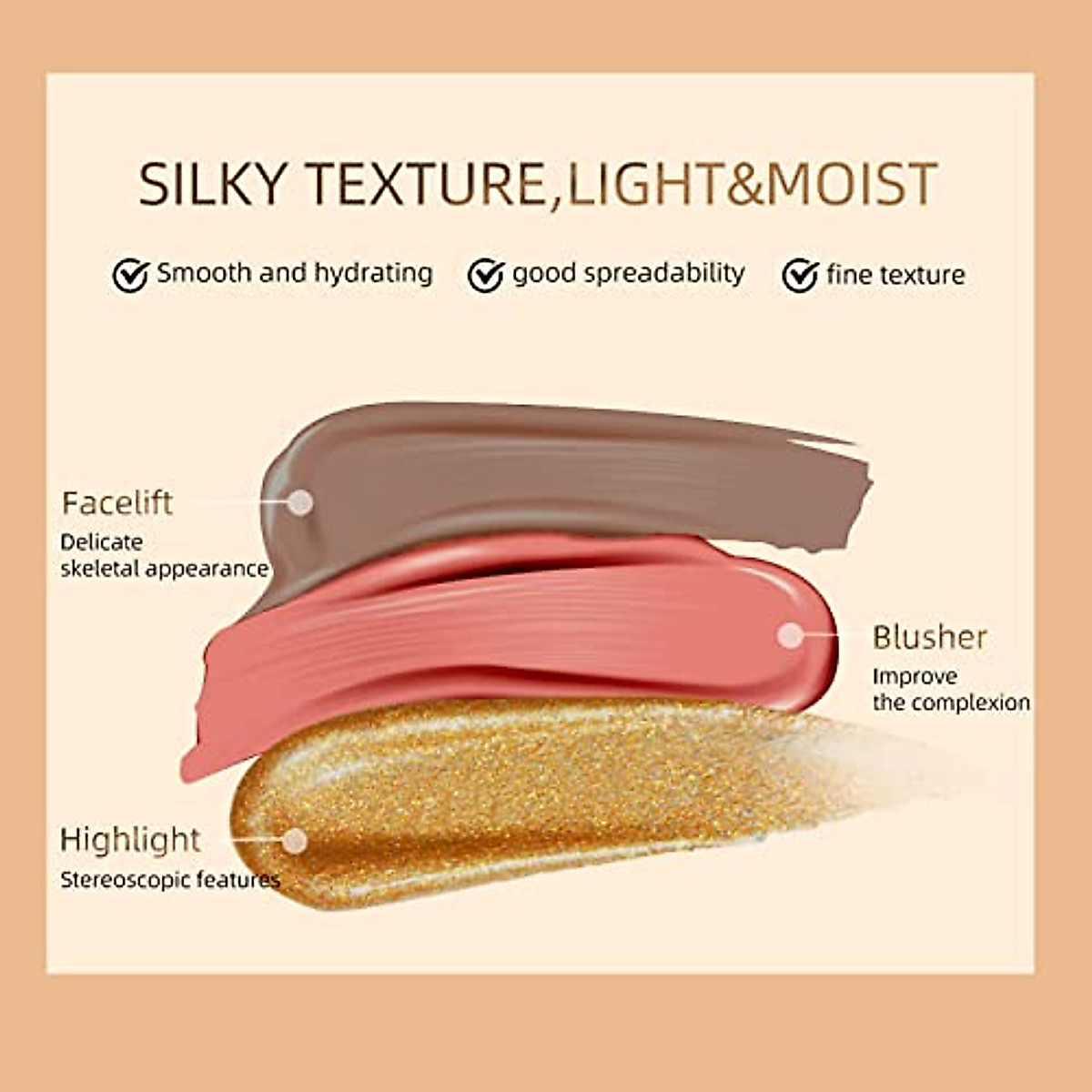 Petansy Contour Beauty Wand, Liquid Face Concealer Contouring and Highlighter with Cushion Applicator, Shading Bronzer Stick Natural Matte Finish, Lightweight Blendable Super Silky Cream Contour Stick