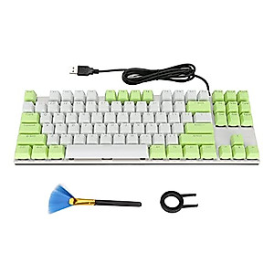 Mechanical Keyboard, 87 Keys Backlight Design Gaming Keyboard, 2 Color Injection Molding Floating Keycaps, Compact Keyboard with Dustproof Blue Switches for Gamers Typists Plug and Play(Green White)