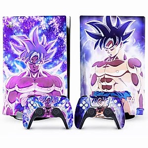 XSUID Disc Edition Anime Console and Controller Accessories Cover Skins P-S5 Controller Skin Gift P-S5 Skins for Console Full Set Purple P-S5 Skin
