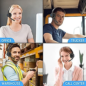 VELKPRO Wireless Headset with Microphone for PC, Truck Driver Bluetooth Headphones, Hands Free Single On Ear Headphone with Adjustable Headband, Communication Accessories for Office, Call Center Work