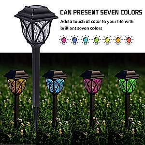 NOMMTHY 6 Pack Solar Outdoor Pathway Lights, Color Changing, IP65 Waterproof Solar Garden Lights, Dusk to Dawn Auto On/Off Solar Torch Light for Walkway, Backyard, Lawn, Yard and Driveway