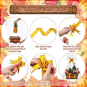 Qinyoung 12 Pcs Fall Basket for Gifts Empty 9.8 x 6.5'' Autumn Plaid Gift Basket Empty to Fill with Handles, Bows, Plastic Bags and Twist Ties for Autumn Thanksgiving Party Favor Supplies