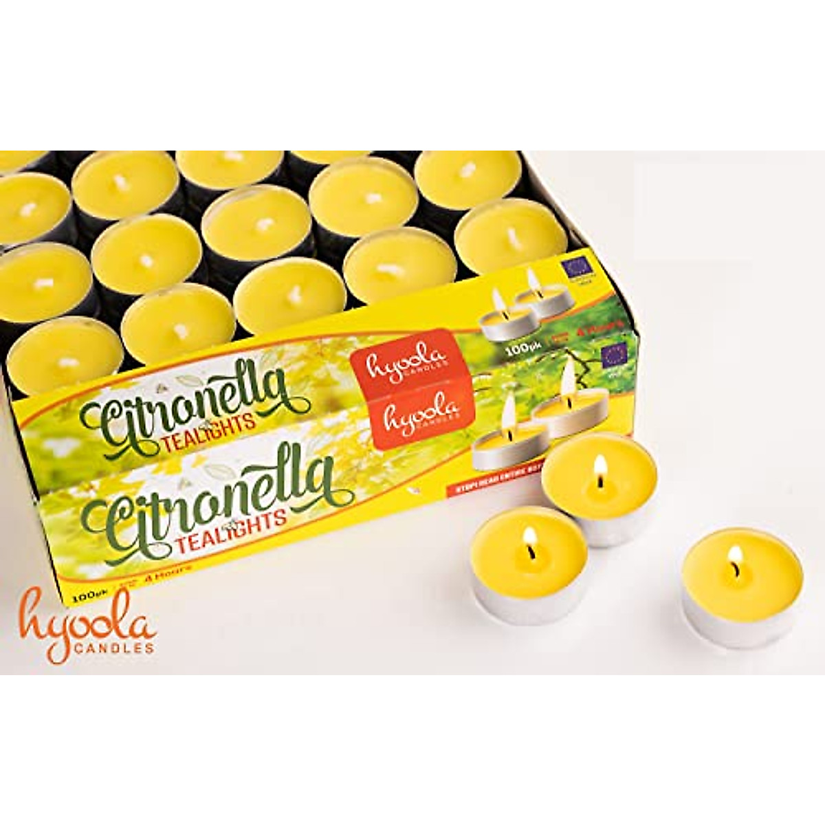 Tealight Citronella Candles - Anti Mosquito Candle - 4 Hour Burn - 100 Pack - DEET Free