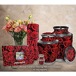 Crimson Rose Urns for Human Ashes Adult Female Large, XL or Small Urns for Human Ashes & Urns for Ashes Adult Female for Home or Burial - Rose Urn