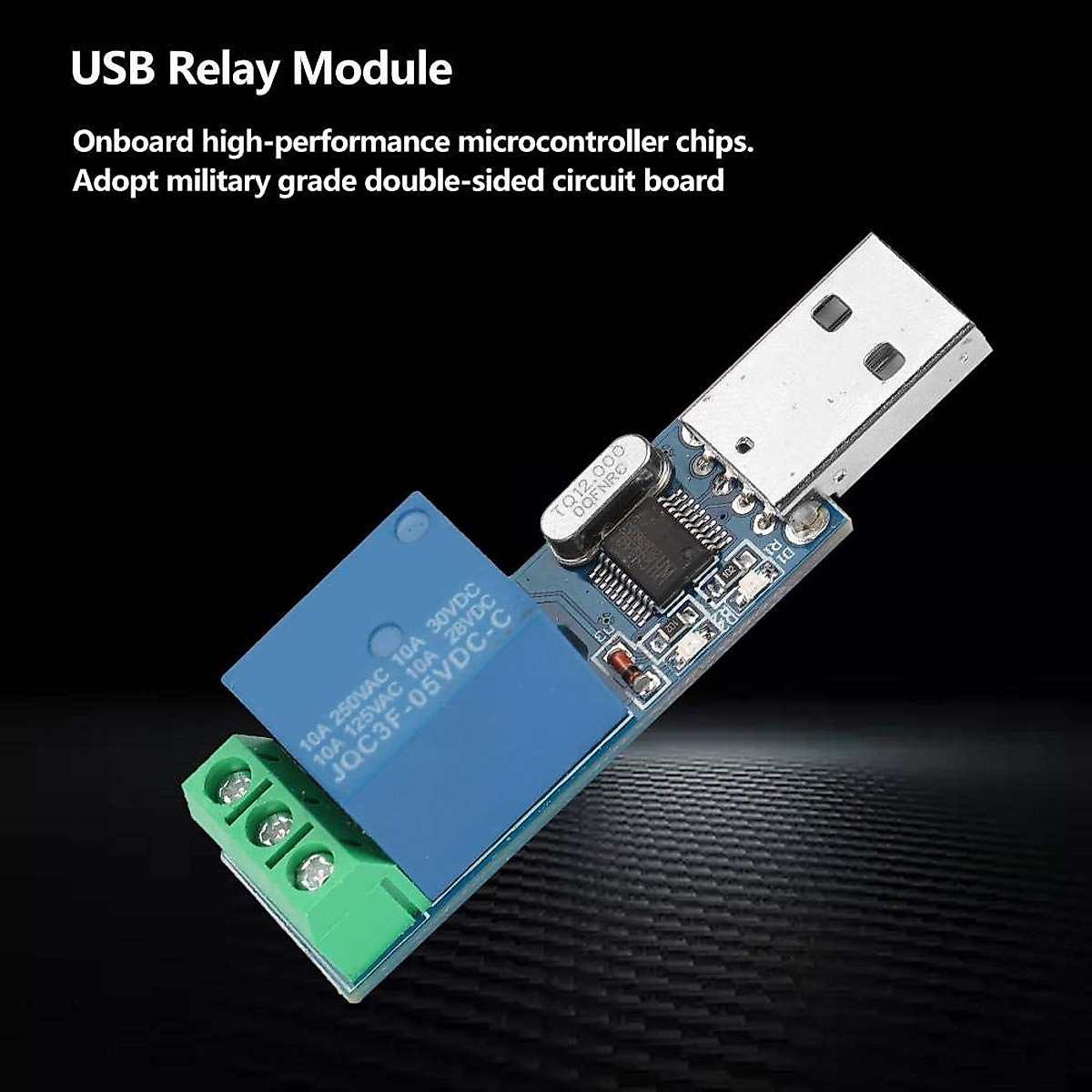 Liyeehao MCU PC USB Control Relay Board, High-Performance Microcontroller Chips, Manual Operation, USB Control Relay Module, Silver Contact, Mount, 1A, 3 Terminals, 1 Second Jog