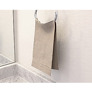 CleverDelights Natural Linen Hemstitched Hand Towels - 6 Pack - 14" x 22" - 100% Linen