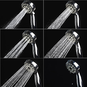 Shower Head with Handheld, TEYOON Shower Head 6 Spray, with 70.8'' Stainless Steel Hose and ABS Bracket, Premium Chrome