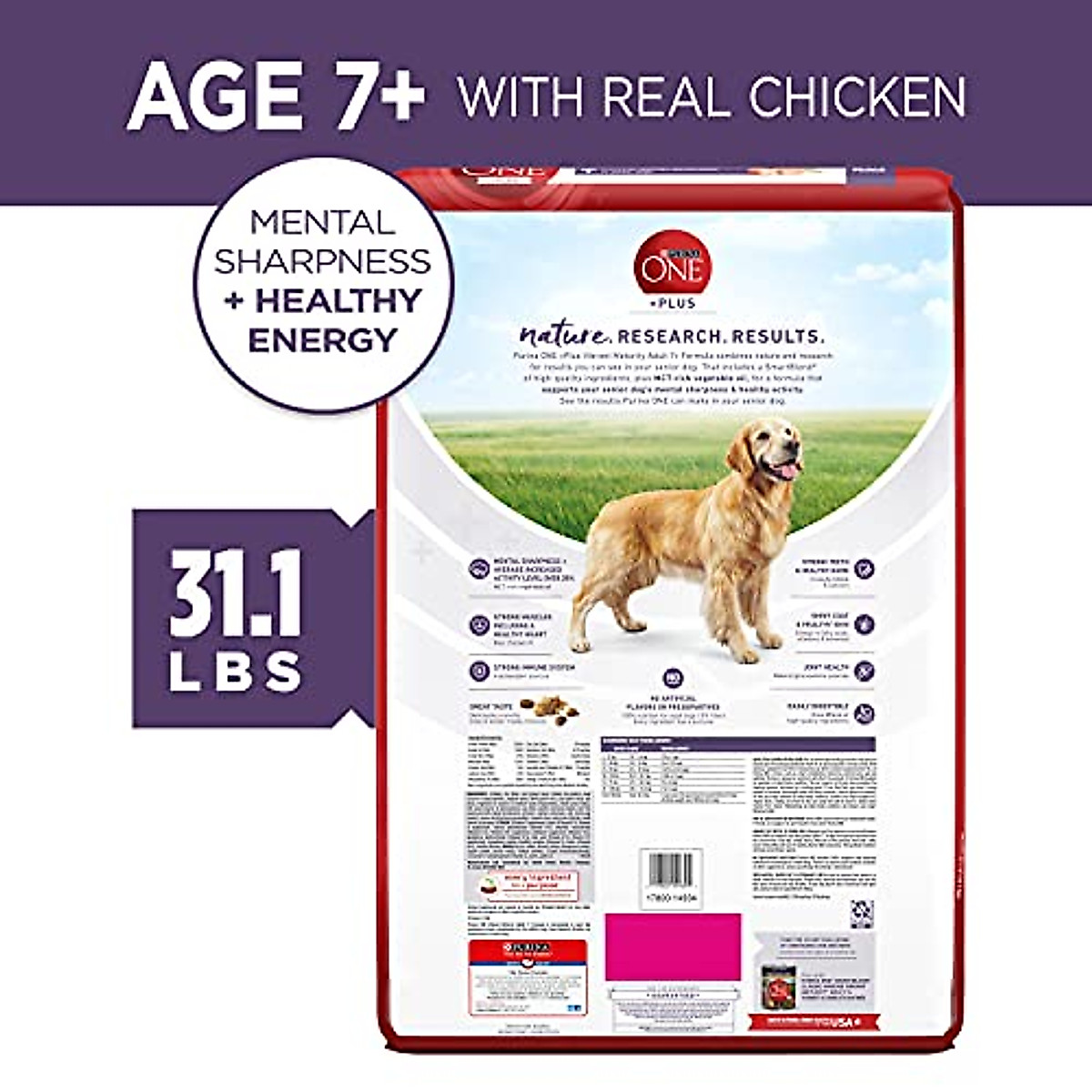 Purina ONE High Protein Dry Senior Dog Food Plus Vibrant Maturity Adult 7 Plus Formula - 31.1 lb. Bag
