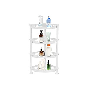 3, 4, 5-tier shower caddy bathroom organizer | Corner shelf for bathroom accessories | Plastic Rustproof Standing Shower Rack with Drain Holes (4-Tier)