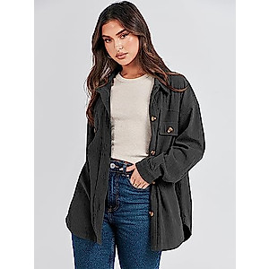 ANRABESS Women Casual Jackets Corduroy Shacket Fall Oversized Button Down Shirts Long Sleeve Casual Loose Cardigan Blouse Coat 1027heise-L