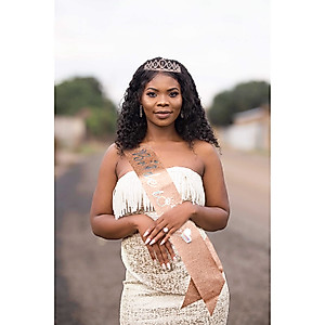 CIEHER Bride To Be, Rose Gold Bridal Shower Decorations, Bridal Shower, Bride Tiara, Cute Bridal Shower Gift for Bride, Engagement Party, Bachelorette Decorations, 2 Piece Set, Crystal