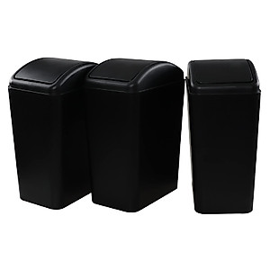 EudokkyNA 4.5 Gallon Swing Lid Trash Can, Plastic Garbage Can Waste Basket Set of 3