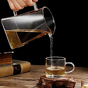 Dadamong Glass Pitcher with Handle, Milk and Cream Pitcher Cup Jug, Heat Resistant Borosilicate Glass Creamer for Coffee Tea or Maple Syrup Serving, Stovetop & Microwave Safe (25oz/ 750ML)