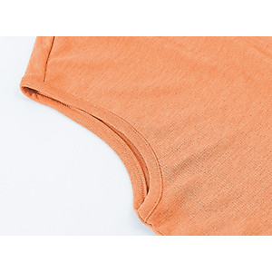 BGOWATU Women's Golf Polo Shirts Sleeveless Zip Up Collarless UPF 50+ Tennis T-Shirt Lightweight Quick Dry Light Orange M