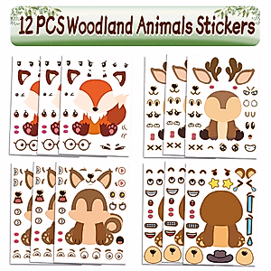 Woodland Party Favors 84 PCS Forest Animals Theme Masks Sticker Keychains Straws Slap Bracelets Bubble Sticks Gift Bags for Kids Woodland Creatures Birthday Party Baby Shower Goodie Bag Fillers