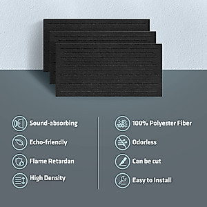 UMIACOUSTICS 3 Packs Large Sound Proof Panels,48 x 24 x 0.4 Inches Flame Retardant Acoustic Panels,Decorative Sound Absorbing Panels in Irregular Slotting for Wall Door.