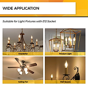 Hizashi 90+CRI Candelabra LED Light Bulbs 60 Watt, 2700K Soft White, E12 LED Bulb Dimmable, B11 Chandelier Light Bulbs, 6W, 550LM, Candle Light Bulbs, UL Listed, 12 Pack