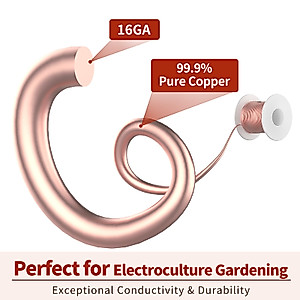 99.9% Pure Copper Wire, with Fibonacci Coil Winding Jig for Electroculture Gardening, Electro Culture Gardening Stake for Growing Garden Plants and Vegetables, 16 Gauge, 127 Feet / 39m, 1 Pound