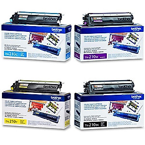 Brother TN-210 Black Cyan Magenta Yellow Toner Cartridge Set (TN210BK, TN210C, TN210M, TN210Y)