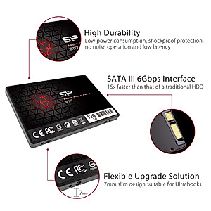 Silicon Power/Marvell Controller 120GB S57 (SLC Cache Performance Boost) SATA III Internal Solid State Drive- Free-download SSD Health Monitor Tool Included (SP120GBSS3S57A25AD)