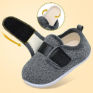 L-RUN Kids Winter Indoor Household Shoes Toddler Slippers Lightweight Indoor Home Shoes Grey M US 4.5-5 Toddler