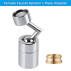720 Degree Faucet Extender 720° Swivel Sink Female Faucet Aerator with Male Adapter, Faucet Sprayer Attachment Can be Used as Eyewash Station, 55/64”-27UNS Female Swivel Faucet Aerator