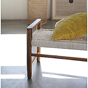 Bloomingville Teak Wood & Hand-Woven Cotton Rope, Natural Bench