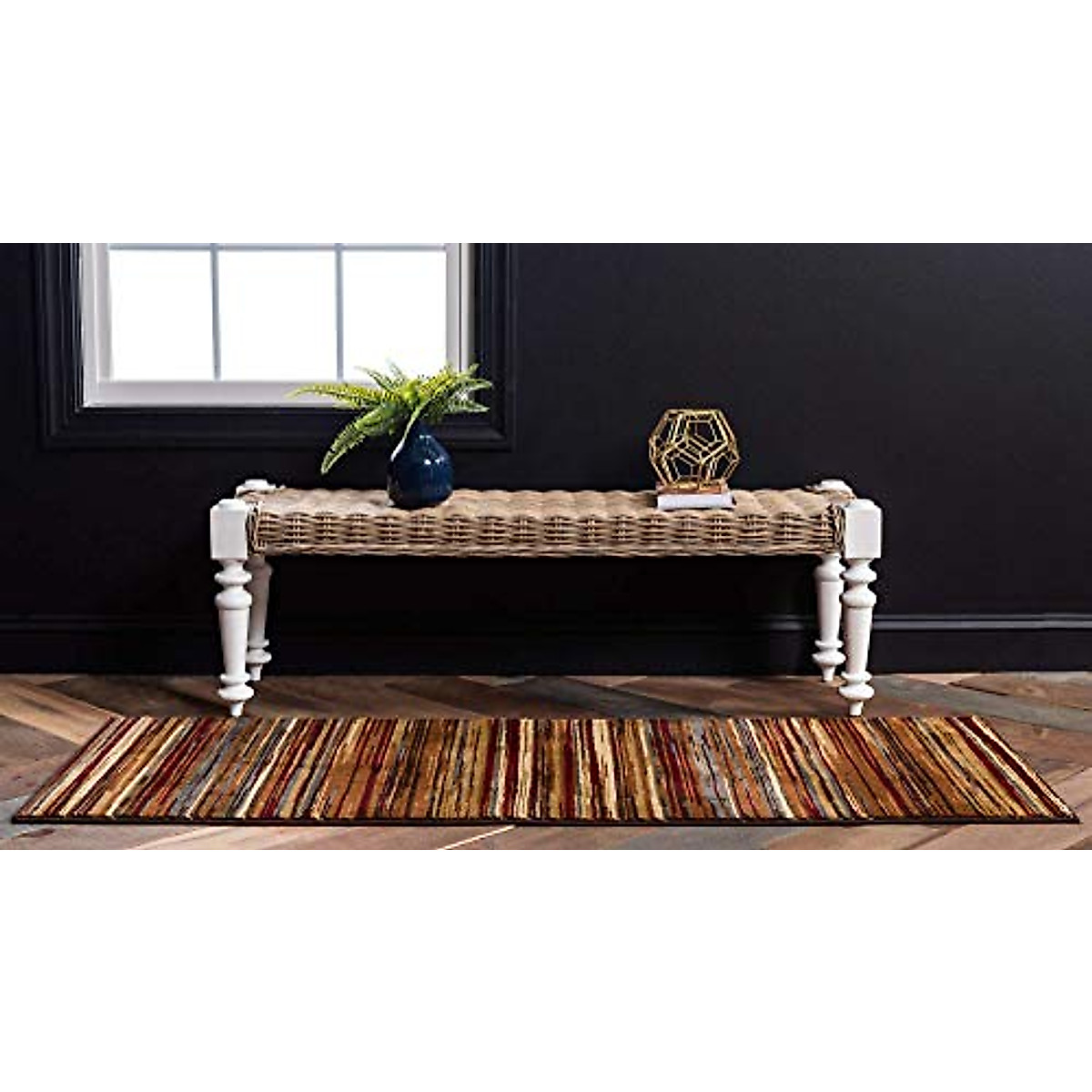 Unique Loom Barista Collection Modern, Abstract, Stripes, Urban, Rustic, Warm Colors Area Rug, 2' 2 x 6' 0 Runner, Multi/Beige