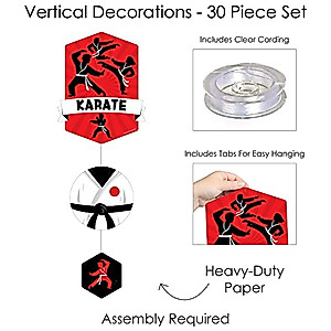 Big Dot of Happiness Karate Master - Martial Arts Birthday Party DIY Dangler Backdrop - Hanging Vertical Decorations - 30 Pieces