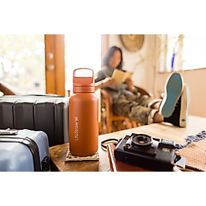 LifeStraw Go Series — Insulated Stainless Steel Water Filter Bottle for Travel and Everyday Use Removes Bacteria, Parasites and Microplastics, Improves Taste, 1L Icelandic Blue