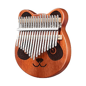 JeuRon 17 Keys Mahogany Kalimba Thumb Piano Finger Instrument With Portable Case Turning Hammer Study Instruction,Gift for Kids Adult Beginners and Professionals (OWL)
