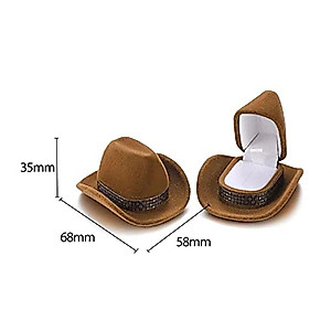 muchly Creative Cowboy Hat Jewelry Box | Premium Fashion Velvet Ring Box | Western Cowboy Hat Jewelry Box | Vintage ring box for wedding ceremony, Engagement(Brown)