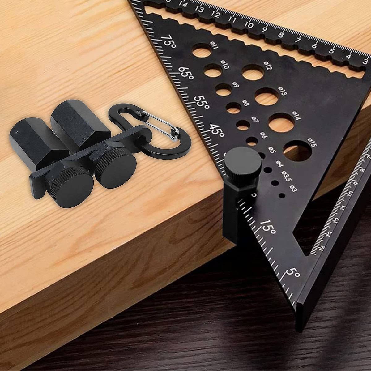 Tall Stair Gauges for Framing Square with Holder and Rafter Lengthen, Framing Square Stops Stair Gauge Knobs for Circular Saw Metal Stair Stringer Layout