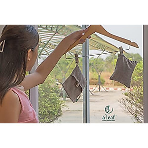 Bamboo charcoal air purifying bag, Naturally Dyed and Canada-Made odor absorber bags, a scent free, chemical free activated bamboo charcoal smell eliminator bags, 8 small light grey color bags