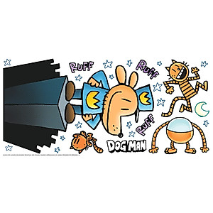 RoomMates RMK5333GM Dogman Giant Peel and Stick Wall Decals, Blue, Orange, Black