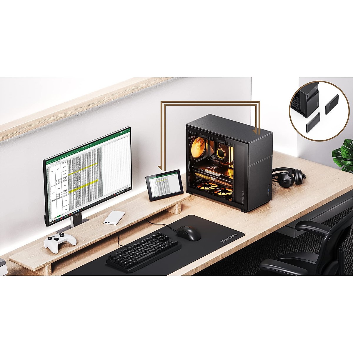 JONSBO D41 MESH SC Black ATX Computer Case with Screen, ATX Motherboard PC Case Mid Tower/Support RTX 4090(335-400mm) GPU 360/280AIO,Power ATX/SFX: 100mm-220mm Multiple Tool-Free Design,Black