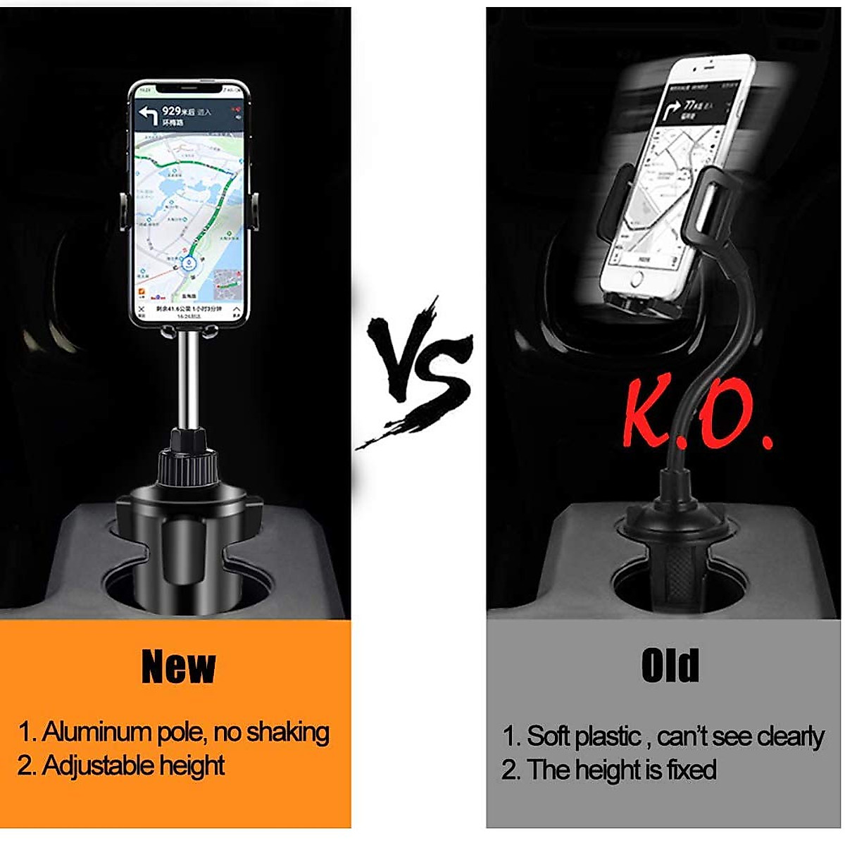 Wireless Car Charger, Cup Holder Phone Mount, Auto Clamping Charging Car Mount for iPhone 16 Pro Max, Samsung Galaxy S24 Ultra(Air Vent Included)