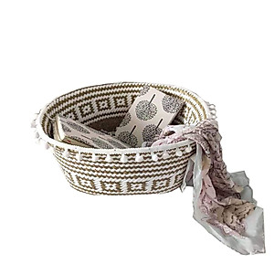 shlutesoy Woven Sundries Basket,Nordic Woven Basket Plant Rattan Box Sundries Organizer Desktop Container Holder Black M