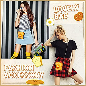 Butter Toast Shoulder Bag Cross Body Handbag Small Novelty Purse Food Purse Cute Pouch Wallet with Strap Messenger Bag
