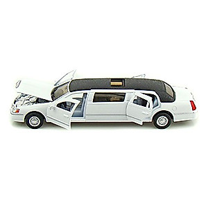 Kinsmart 1/38 Scale Diecast 1999 Lincoln Town Car Stretch Limousine in Color White