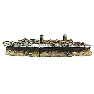 SLOCME Aquarium Titanic Shipwreck Decorations - Resin Material Ship Decorations，Fish Tank Sunken Ship Ornament Aquarium Environment Friendly Decorations