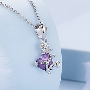 BABAMIA Rose Flower Love Charms for Bracelets and Necklaces 925 Sterling Silver Love Heart Pendant Charms Paved with Cubic Zirconia Exquisite Charms Jewelry for Women