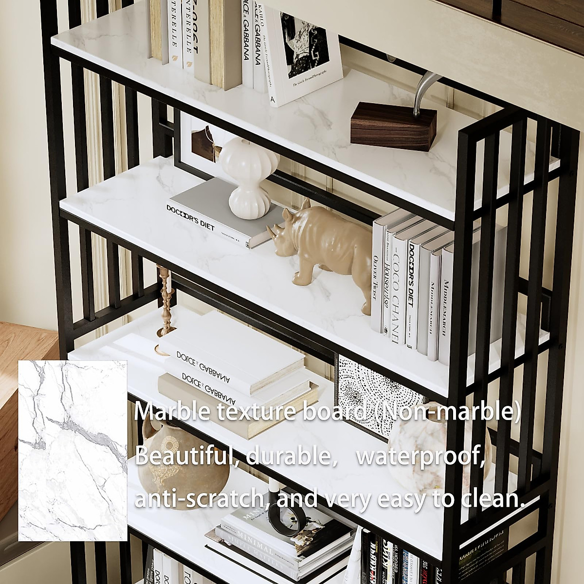 BUZUEY Bookshelf, 6 Tier Bookshelf,35.5 * 72in Tall Bookcase Shelf for CDs/Movies/Books, Home Office Bookcase Shelf Storage Organizer, Modern Book Shelf for Bedroom/Living Room/Home Office