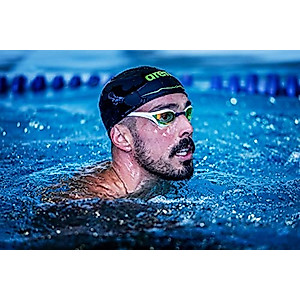 Arena Cobra Ultra Swipe Racing Swim Goggles for Men and Women, Mirror Lens, Anti-Fog, UV Protection, Yellow Copper/Black