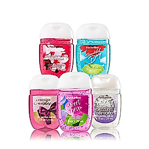 Bath and Body Works Anti-Bacterial Hand Gel 5-Pack PocketBac Sanitizers, Assorted Scents, 1 fl oz each
