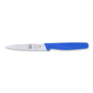 ICEL 9 Inch Paring Knife, Serrated Edge, High Carbon German Stainless Steel razor Sharp Blade, Blue Handle