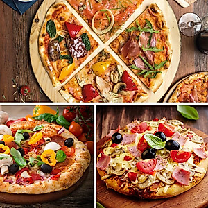 Pizza Crust Set (Set of 7) 10'' Stainless Steel Pizza With Handle Wood Handle Rocker Cutter Pizza Oven Accessories Gift for Homemade Baking Lovers like Pizza, Bread and Pastries